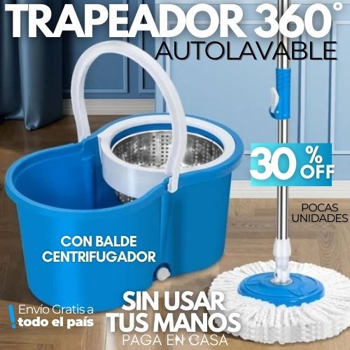 TRAPEADOR GIRATORIO 360° CON BALDE ESCURRIDOR Magic Mop® – Novedades Shop
